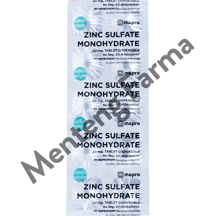 Zinc Sulfate Monohydrate 20 Mg Strip 10 Tablet - Pelengkap Pengobatan ...