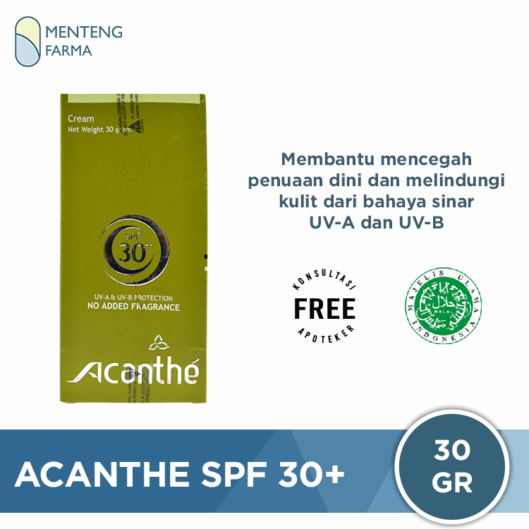 Acanthe Cream 30 Gr - Tabir Surya SPF 30 – Apotek