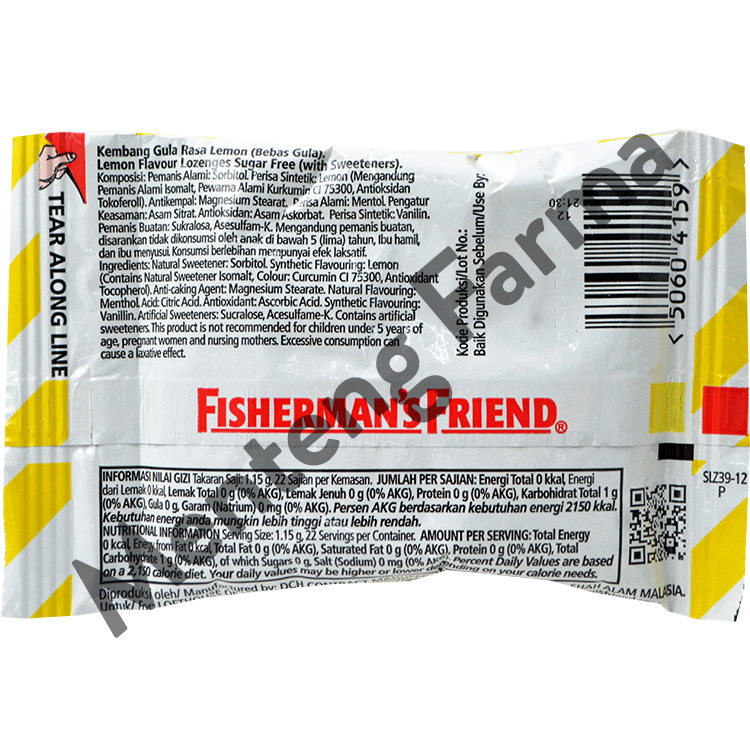 Fisherman's Friend Lemon Sugar Free - Permen Pelega Tenggorokan – Apotek