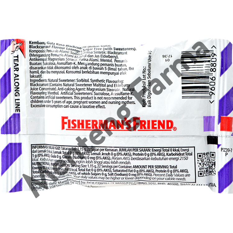 Fisherman's Friend Blackcurrant Sugar Free - Permen Pelega Tenggorokan ...
