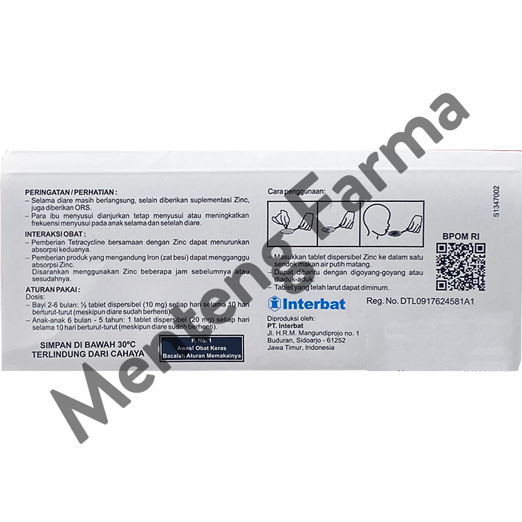Interzinc 20 mg 10 Tablet - Obat Diare Anak – Apotek