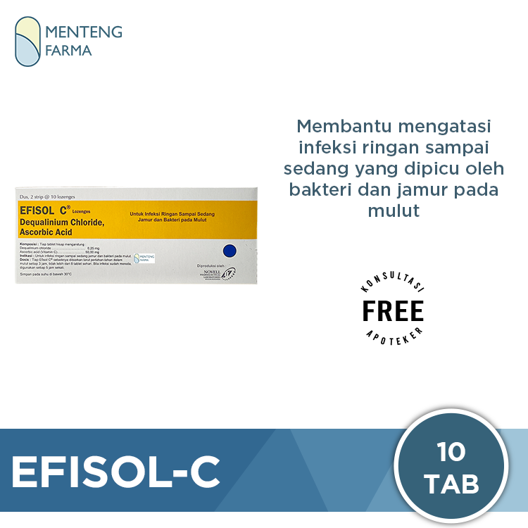 Efisol-C 10 Tablet - Obat Infeksi Jamur dan Bakteri pada Mulut – Apotek