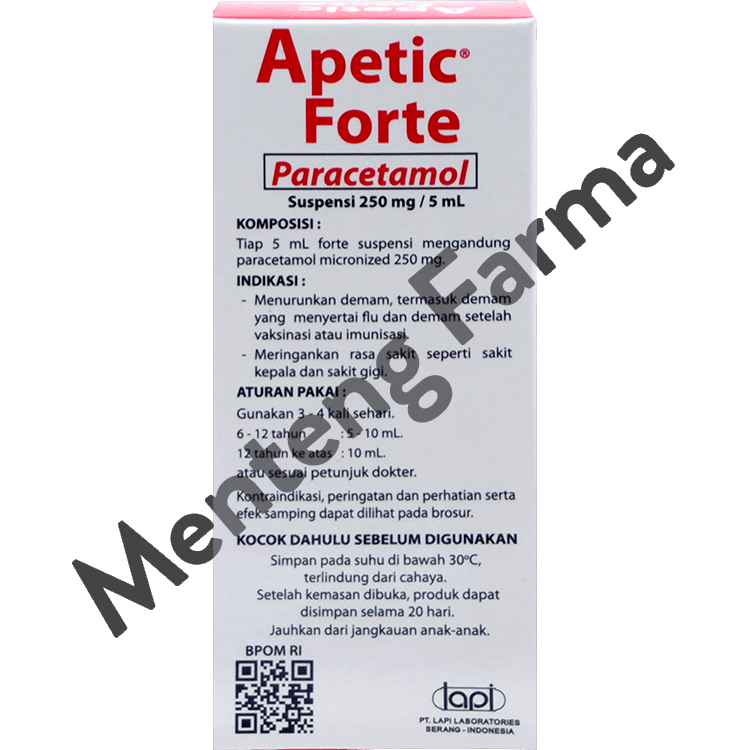 Apetic Forte Suspensi 60 mL - Obat Demam dan Nyeri Anak Rasa Strawberr ...