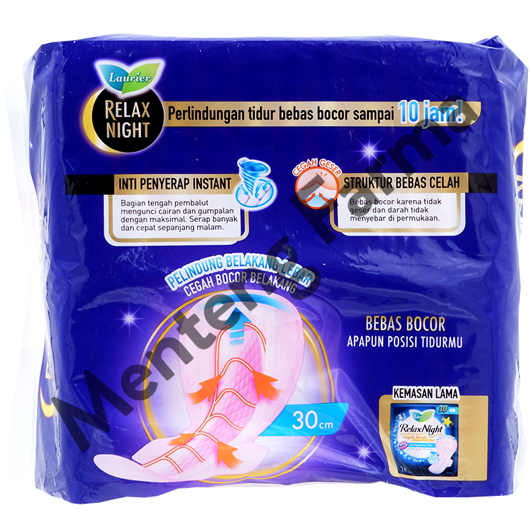 Laurier Relax Night Wing 30cm 24 Pads - Pembalut Malam Wings 30 Cm – Apotek