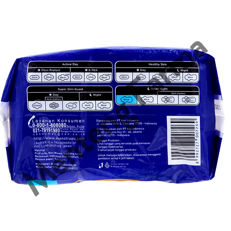 Laurier Relax Night Wing 30cm 24 Pads - Pembalut Malam Wings 30 Cm – Apotek