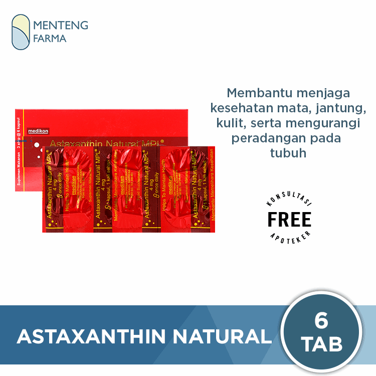 Astaxanthin Natural Mpl 4 mg 6 Kapsul - Suplemen Antioksidan – Apotek
