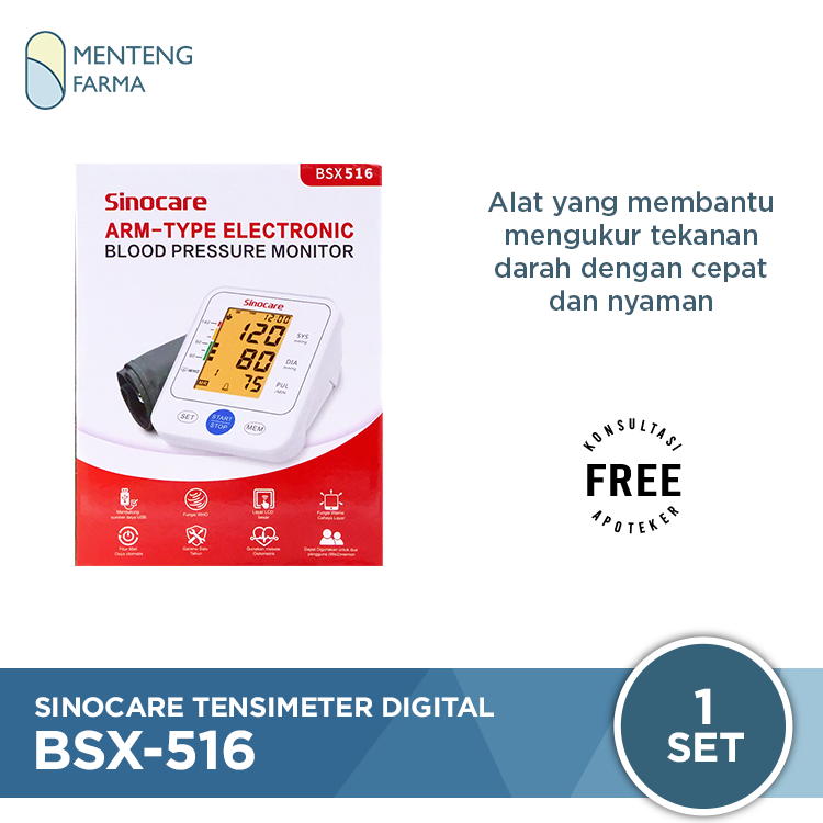 Sinocare BSX-516 Tensimeter Digital Otomatis - Pengukur Tekanan Darah ...