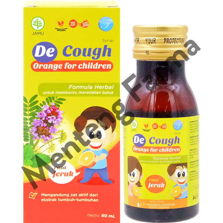 De Cough Rasa Jeruk Sirup Anak 60 mL - Meredakan Batuk Anak – Apotek