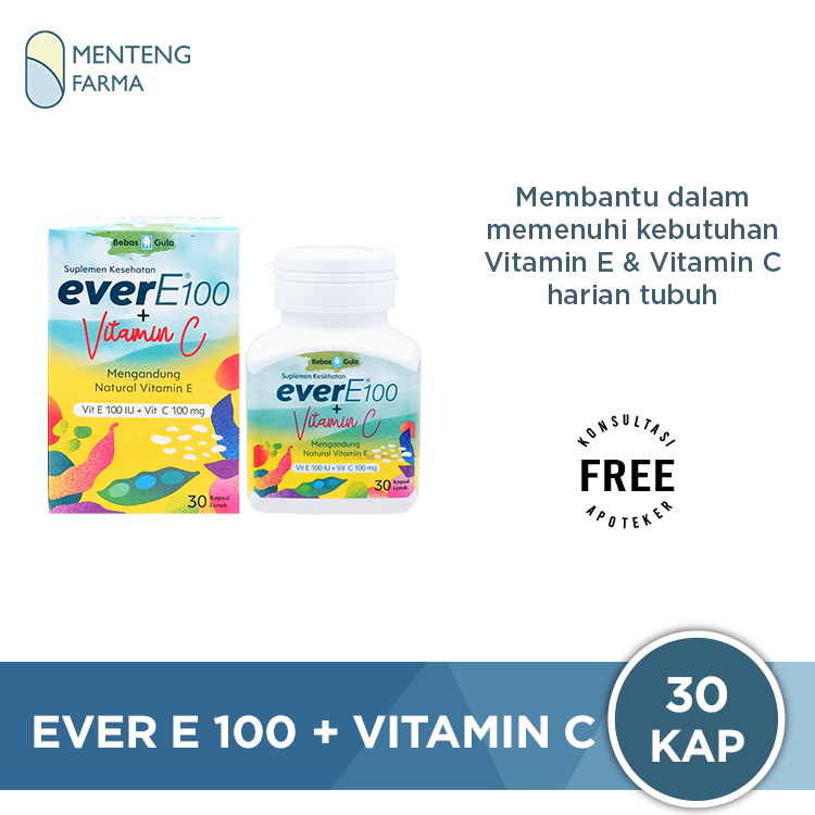 Ever E 100 + Vitamin C 30 Kapsul - Suplemen Vitamin E dan C – Apotek