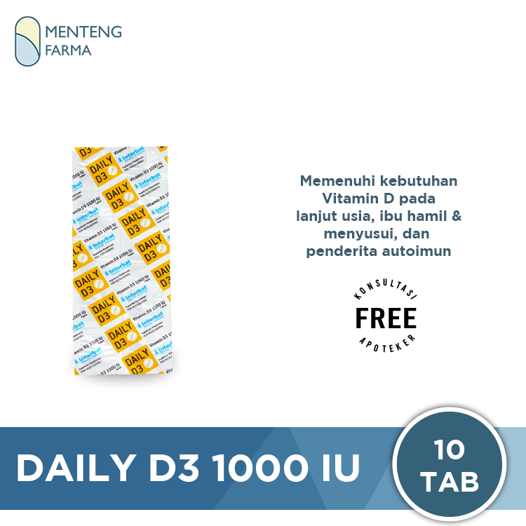 Daily D3 1000 IU Strip 10 Tablet - Suplemen Vitamin D3 – Apotek