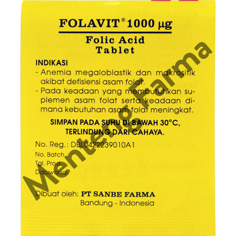 Folavit 1000 Mcg Strip 4 Tablet - Suplemen Asam Folat Ibu Hamil – Apotek