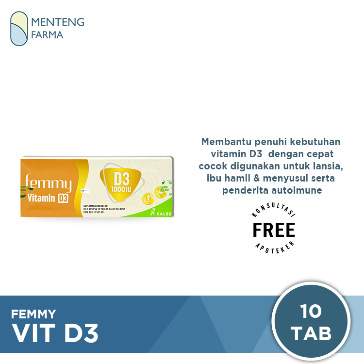 Femmy Vitamin D3 1000 IU 10 Tablet - Suplemen Kesehatan Vitamin D3 – Apotek