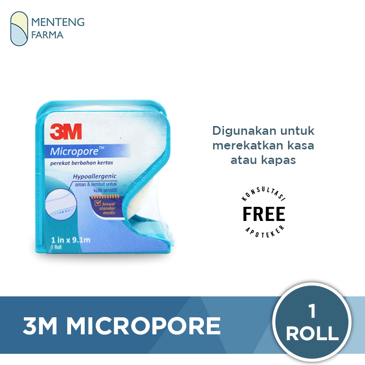 Plaster Roll 3M Nexcare Micropore 1 In x 9.1 m - Plaster Perban Luka ...
