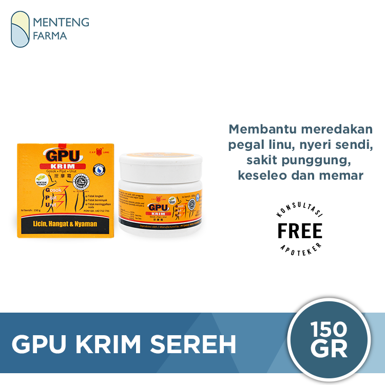 GPU Krim Sereh 150 Gr - Krim Urut Tidak Lengket dan Berminyak – Apotek
