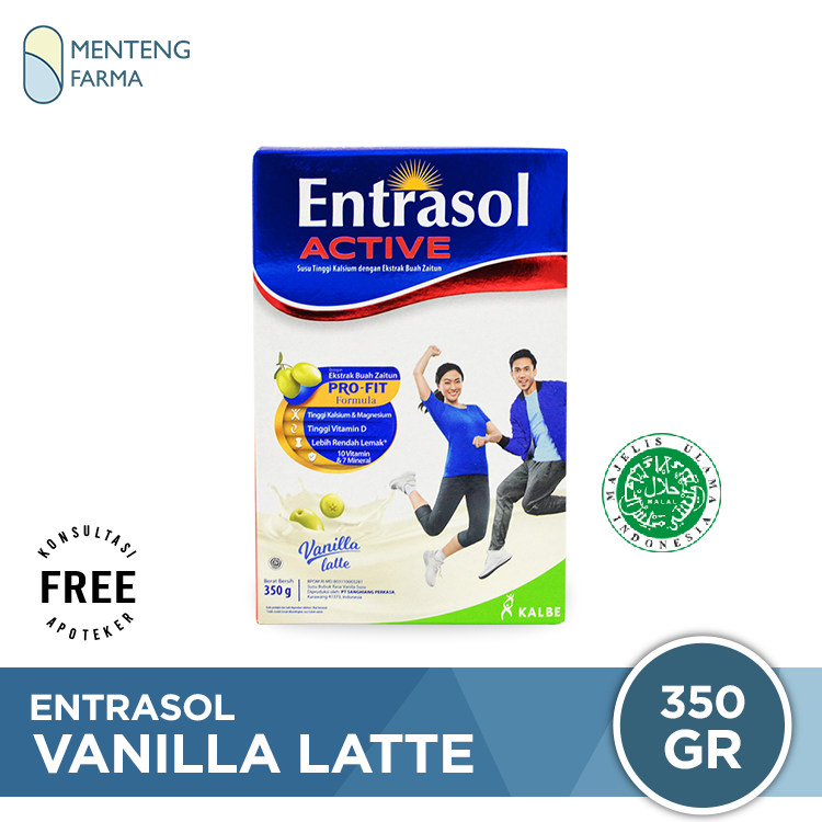 Entrasol Active Vanilla Latte 350 Gram - Susu Tinggi Kalsium Dewasa ...