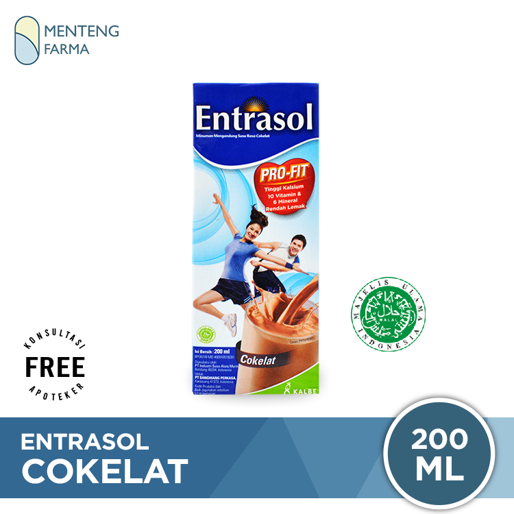 Entrasol RTD Chocolate 200 mL - Susu Siap Minum Tinggi Kalsium Dewasa ...