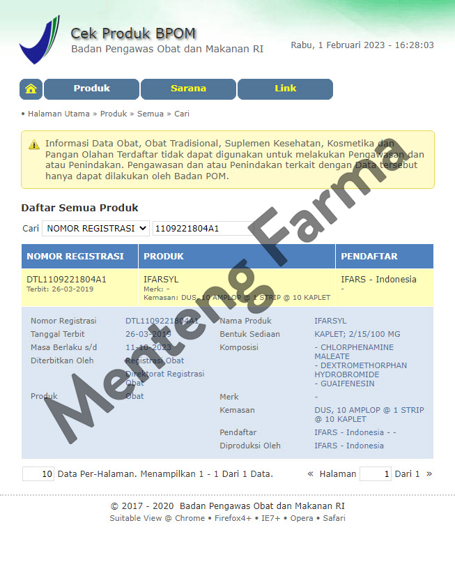 Ifarsyl 10 Kaplet - Obat Pereda Batuk Pilek Alergi – Apotek